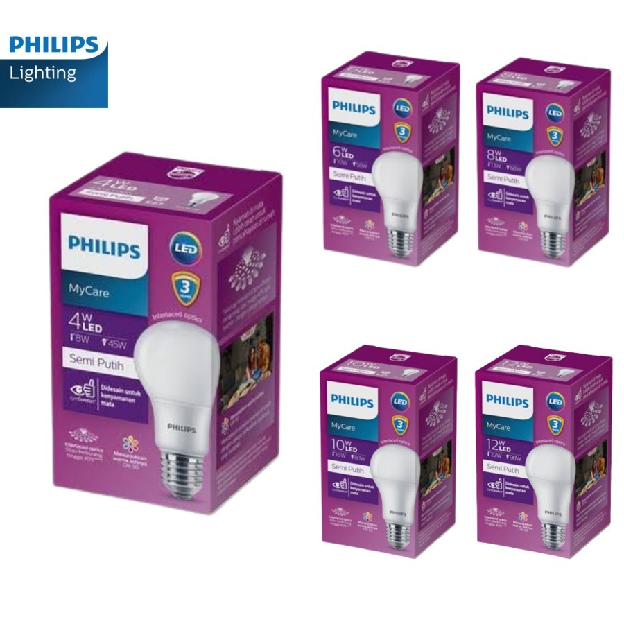 Jual PHILIPS LED Bulb 4 6 8 10 12W Watt 4000K MyCare E27 Netral Semi Putih | Shopee Indonesia