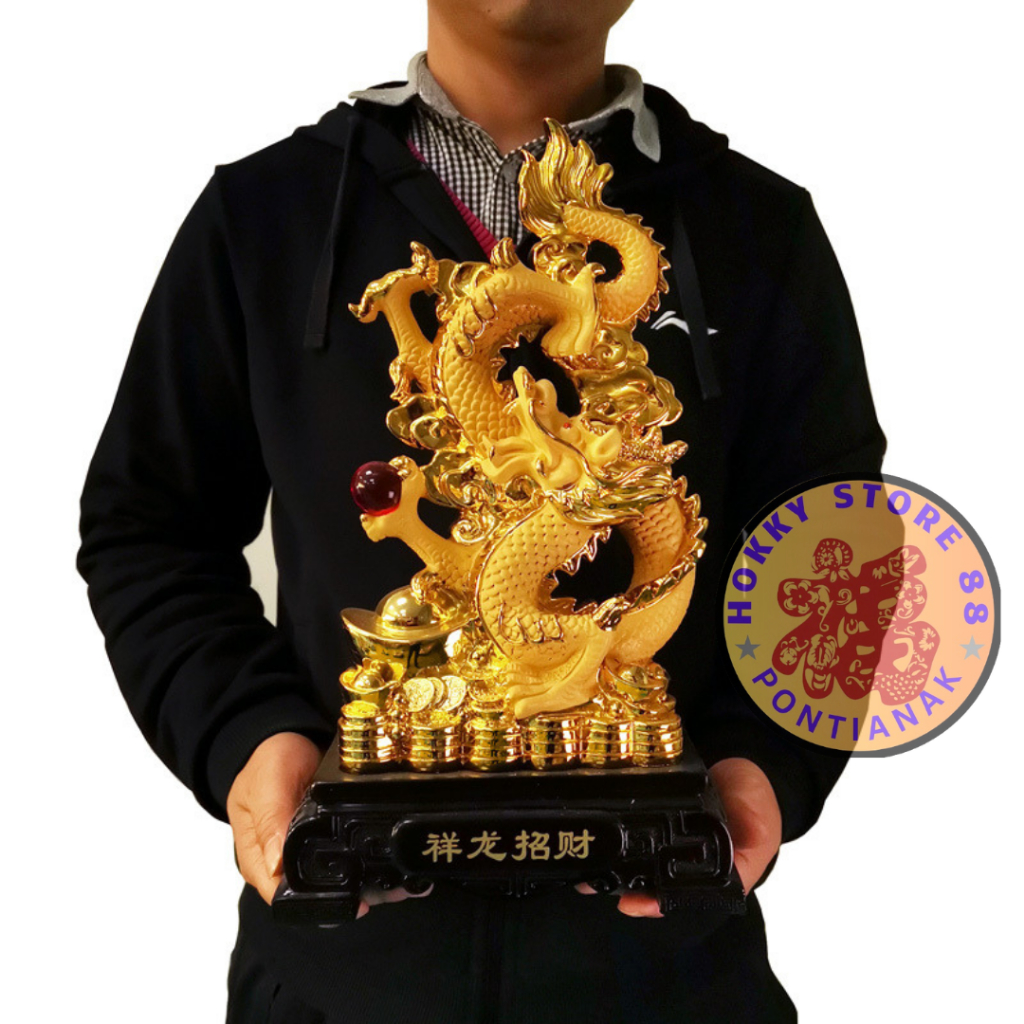 Jual Pajangan Feng Shui Naga Angka 8 Emas dengan Tulisan 祥龙招财 | Shopee ...