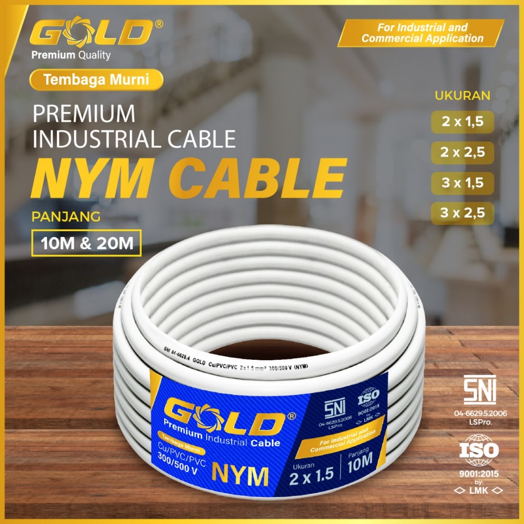 Jual Kabel Listrik GOLD NYM Tembaga 20 Meter - 1 Roll | Shopee Indonesia