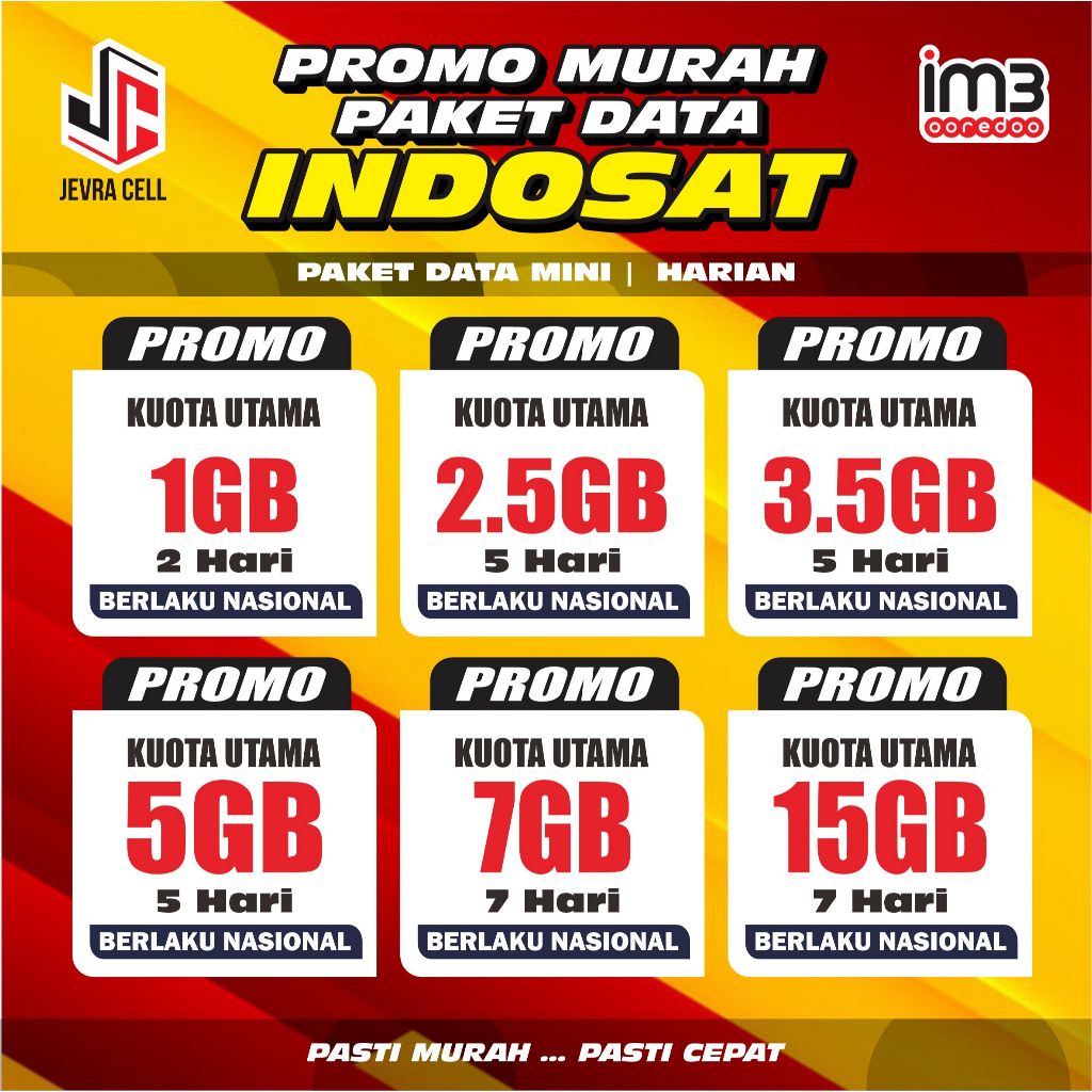 Jual PAKET DATA INDOSAT MINI KUOTA HARIAN 1GB || 2,5GB || 3GB || 5GB || 7GB|| 15GB || | Shopee ...