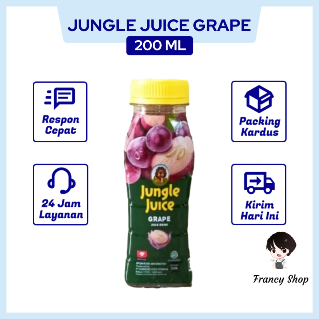 Jual Jus Anggur Jungle Juice Grape Kemasan Botol 200 ml | Shopee Indonesia