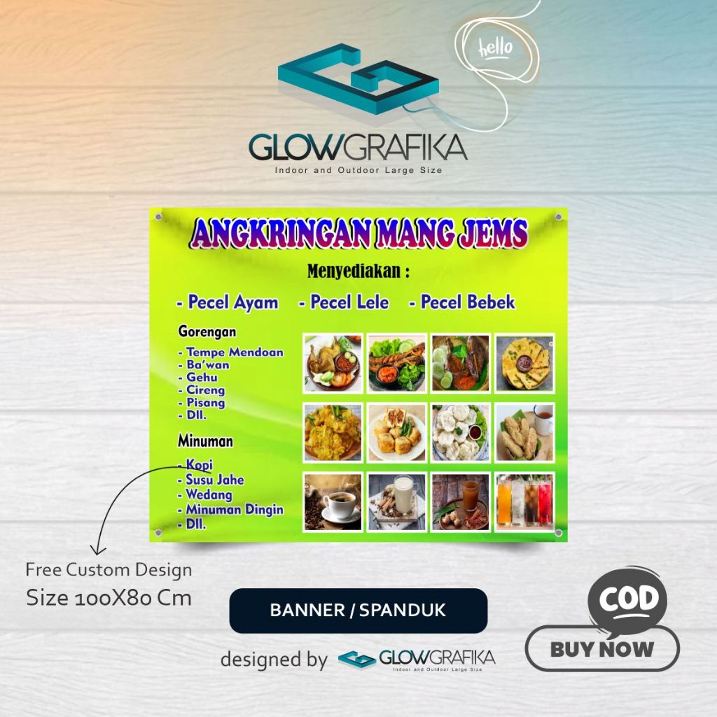 Jual Cetak Spanduk Banner Angkringan Custom Nama Warna Hijau | Shopee ...