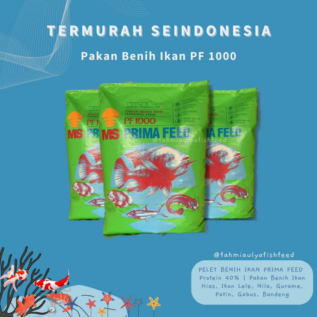 Jual PAKET 2 KG PAKAN BENIH IKAN PF 1000 | PAKAN IKAN HIAS PRIMA FEED ...
