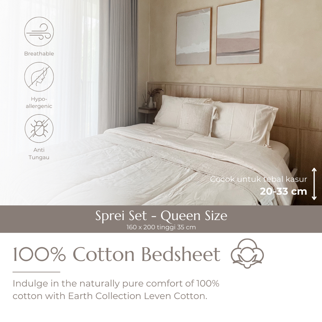 Jual Leven Cotton - SPREI QUEEN SET 160x200x32 - 100% Katun Solid Color ...