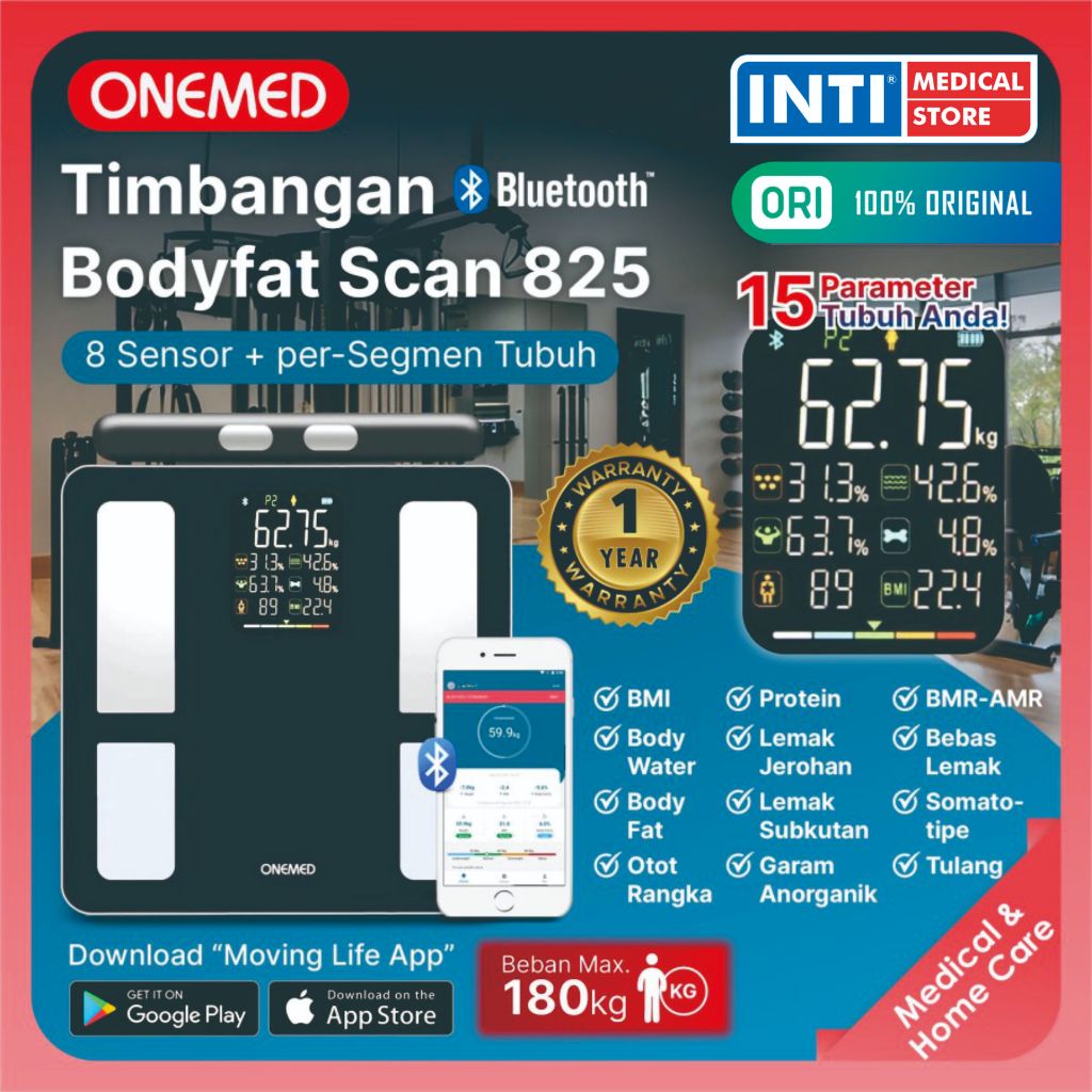 Jual Onemed | Timbangan Badan Digital Body Fat Scan 825 With Bluetooth ...