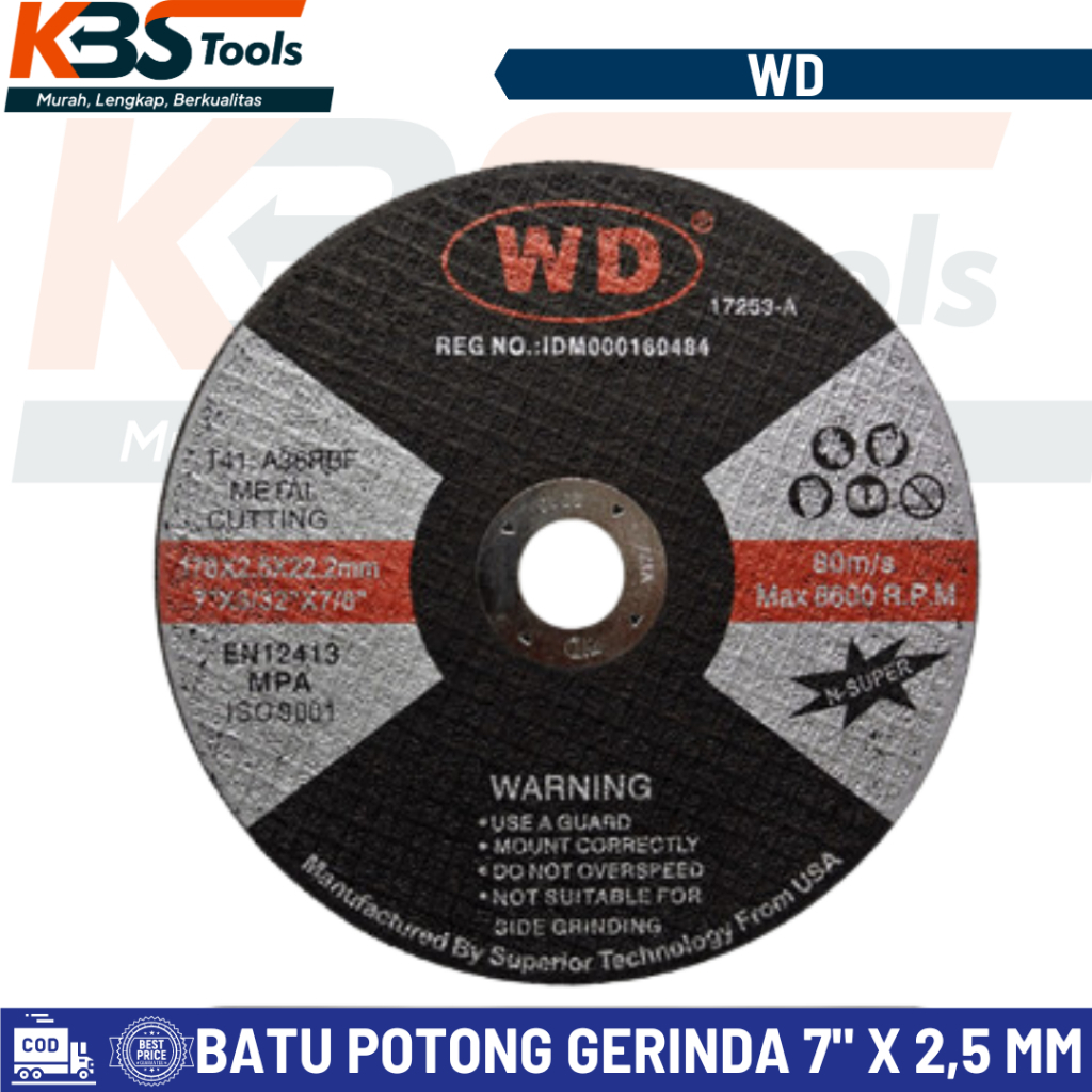 Jual Batu Potong WD 7 Inch x 2,5 mm - Mata Gerinda Potong Besi WD 7 ...