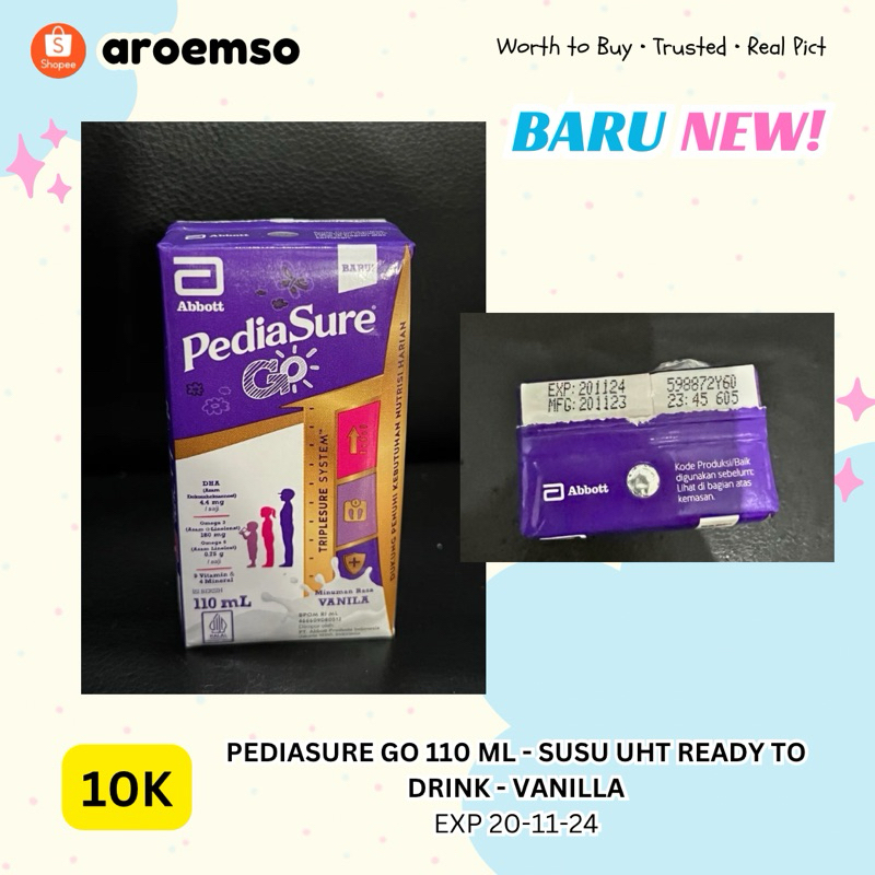 Jual PEDIASURE GO 110 ML - SUSU UHT READY TO DRINK - VANILLA | Shopee Indonesia