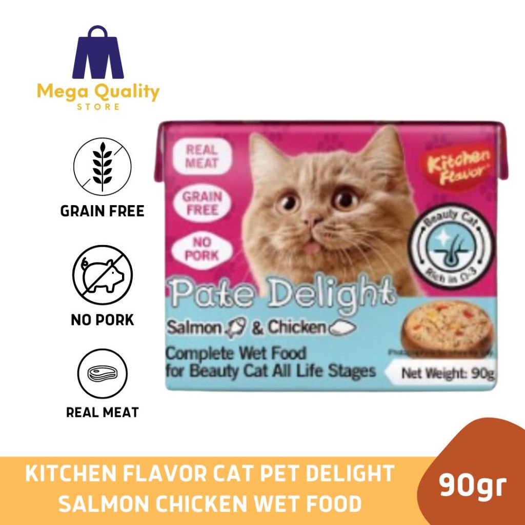 Jual Kitchen Flavor Cat Pate Delight Salmon Chicken Wet Food 90gr | Shopee Indonesia