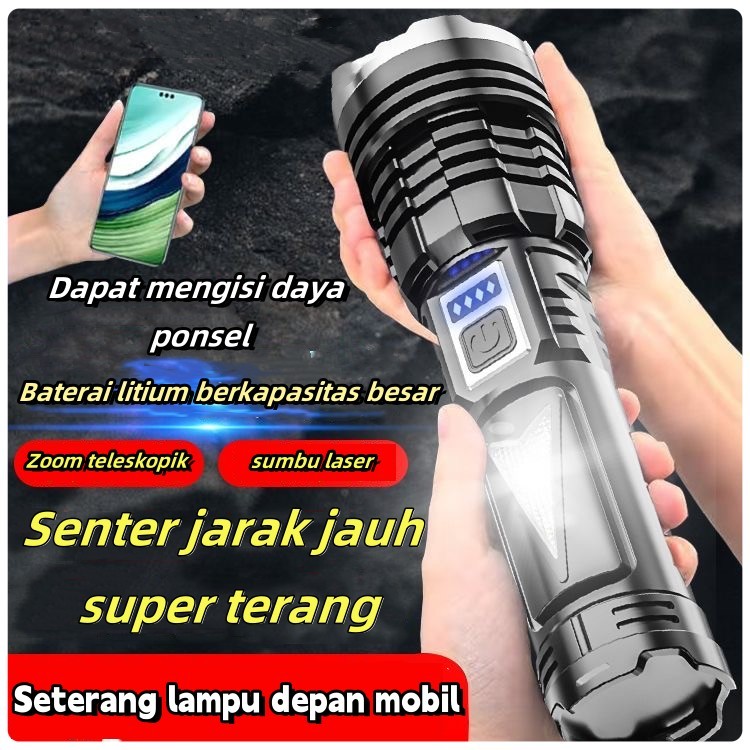Jual 【COD】Senter LED Super Terang Berdaya Tinggi Jarak Jauh Anti Air Senter 20000 Lumens ...