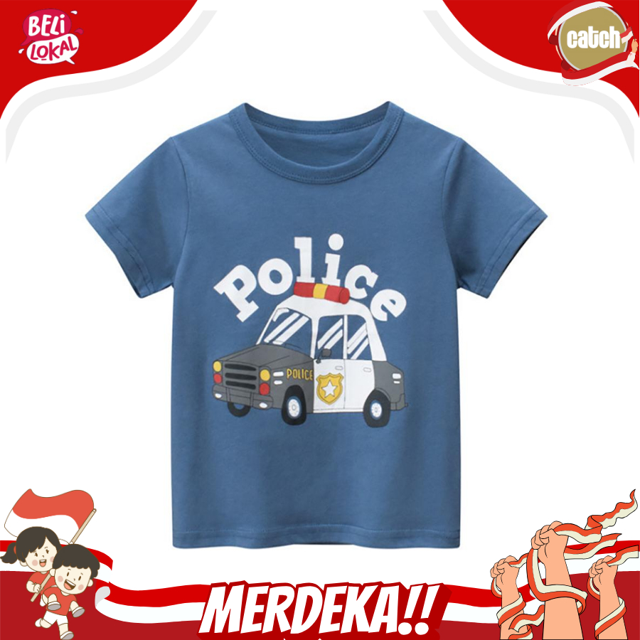 Jual Baju Kaos T-Shirt Anak Laki-Laki Lengan Pendek Gambar Mobil Police ...