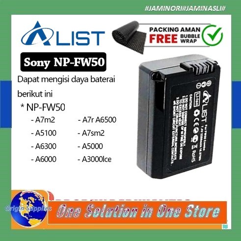 Jual Baterai NP-FW50 Sony Battery Kamera untuk a6500 a6300 a6000 a5000 a3000 a7R NEX-3 GARANSI 1 ...