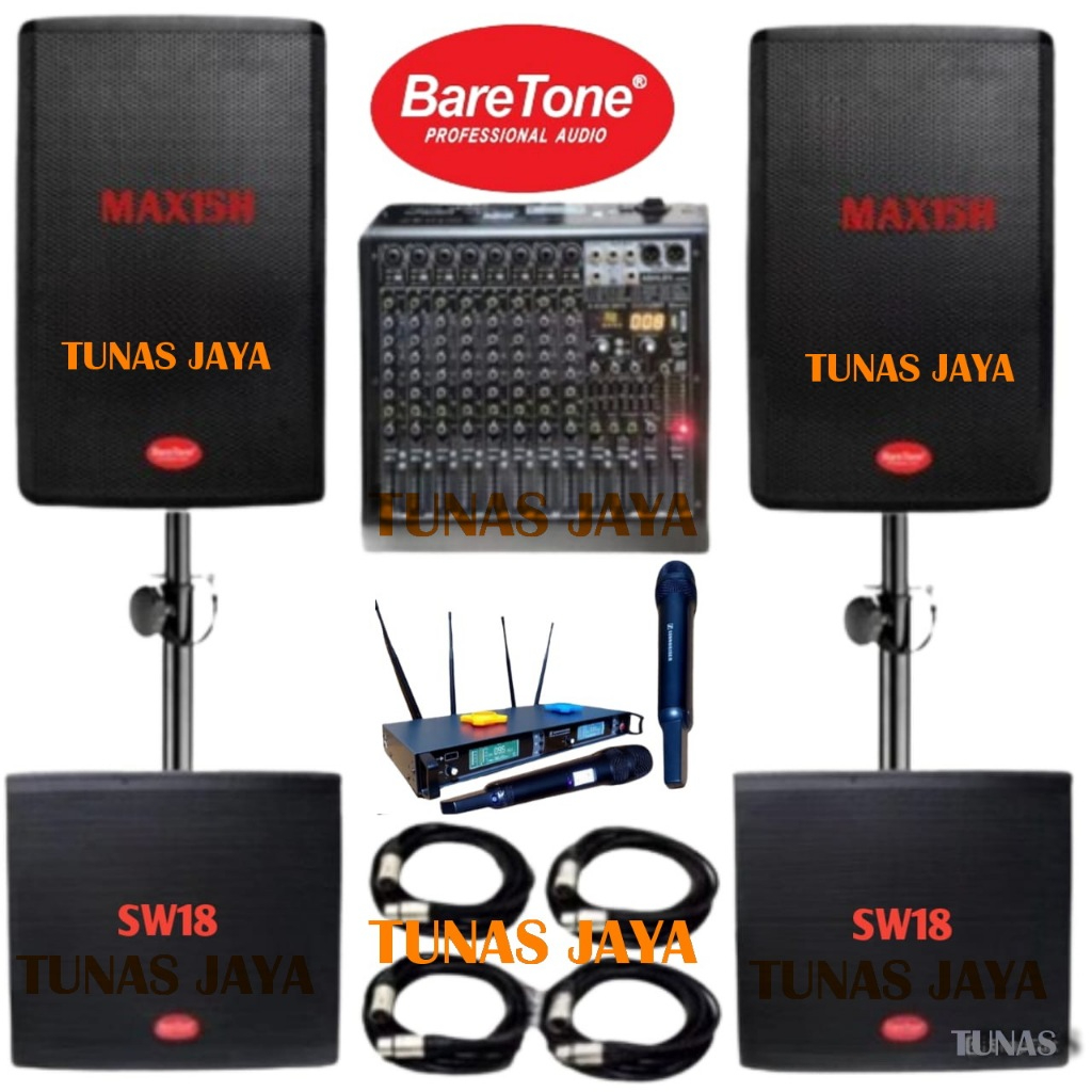 Jual Paket Sound System Baretone MAX15H 1600 Watt Komplit Subwoofer ...