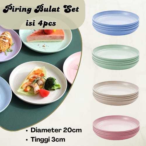 Jual AZ SET ISI 4PCS PIRING MAKAN BULAT BAHAN JERAMI GANDUM TEBAL WHEAT ...