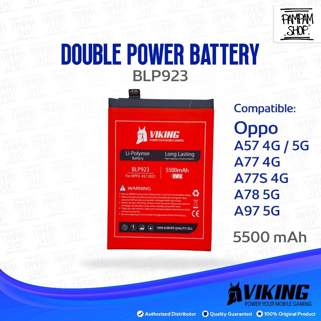 Jual VIKING Double Power Baterai BLP923 Oppo A57 2022 4G A57 5G A77 4G ...