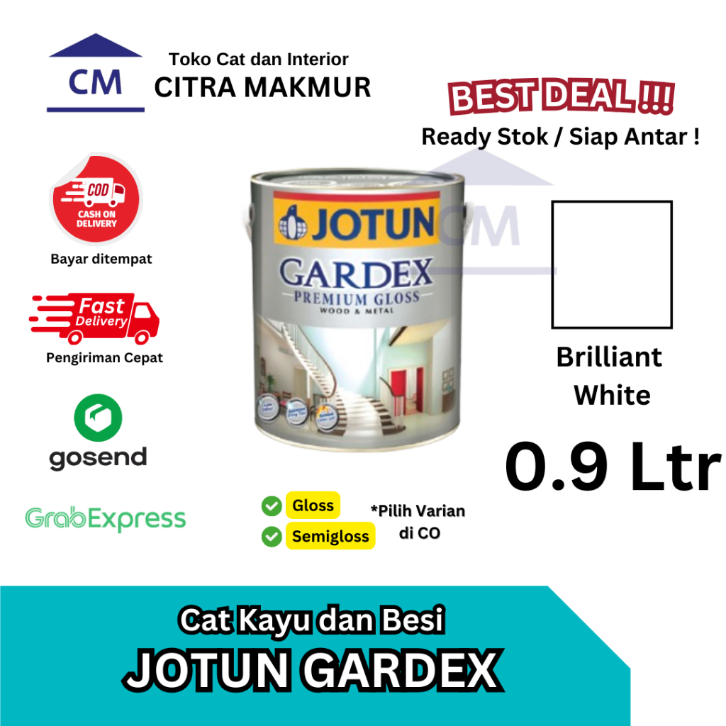 Jual Jotun Gardex Cat Kayu dan Besi 1 Ltr - BRILLIANT WHITE ( Ready Gloss dan Semi Gloss ) (0.9 ...