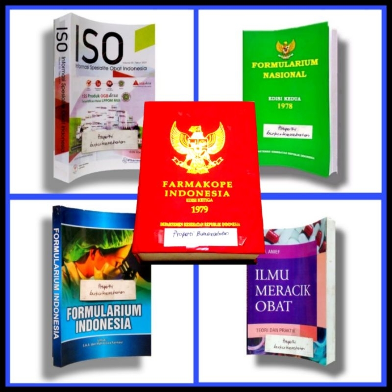Jual PAKET 5 BUKU FARMASI : Farmakope Indonesia ( Fi ) 3 , FOI , IMO , FORNAS , ISO edisi 53 / ...