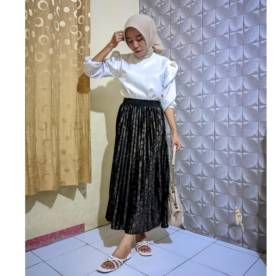 Jual Rok Prisket Import Premium Rok Plisket Mewah Tebal Bludru Motif | Shopee Indonesia