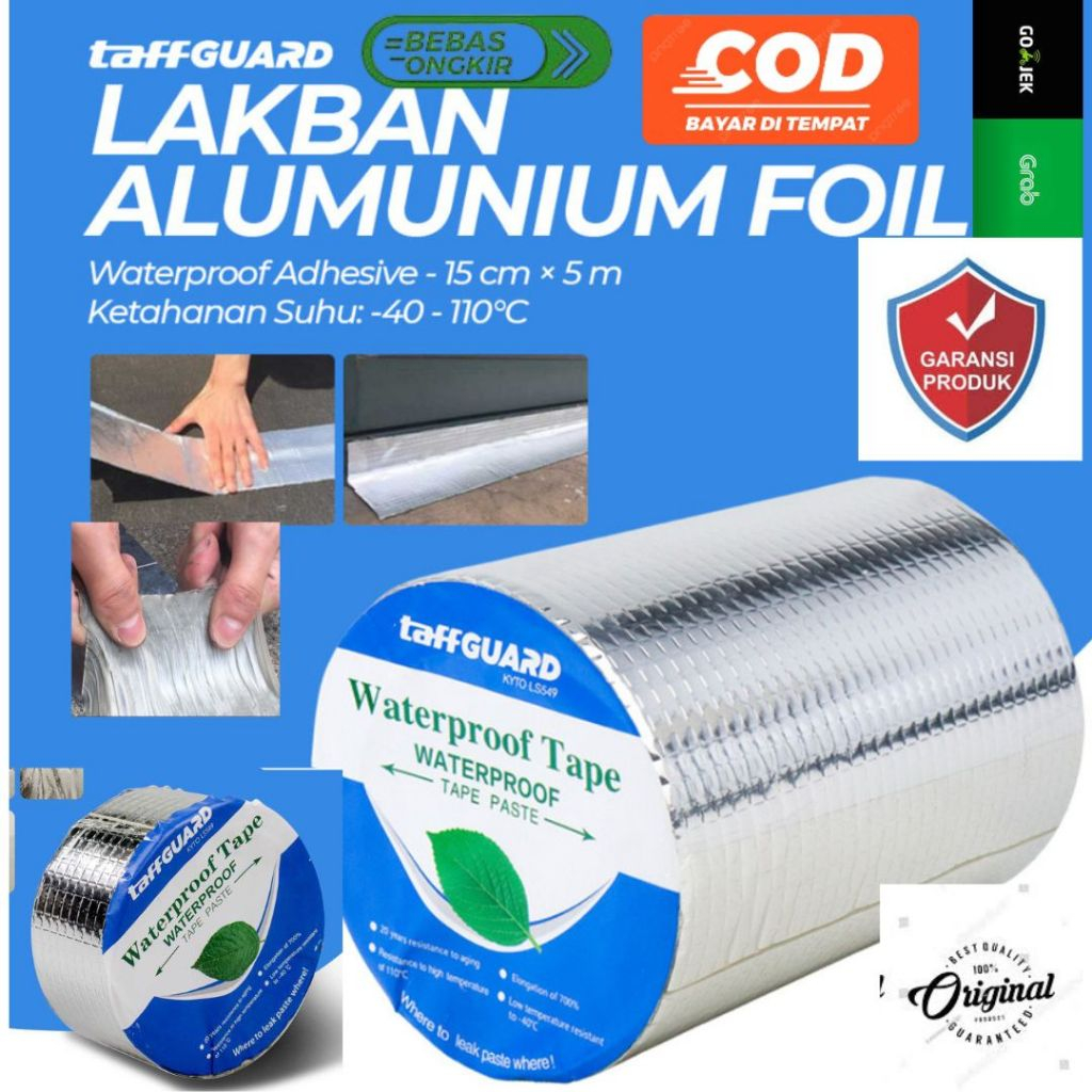Jual Lakban Anti Bocor Aluminium Foil Tape BUTYL Waterproof Tahan Panas | Shopee Indonesia