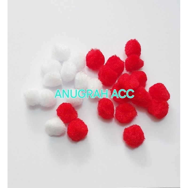 Jual pom pom bulu merah putih isi 50pcs | Shopee Indonesia