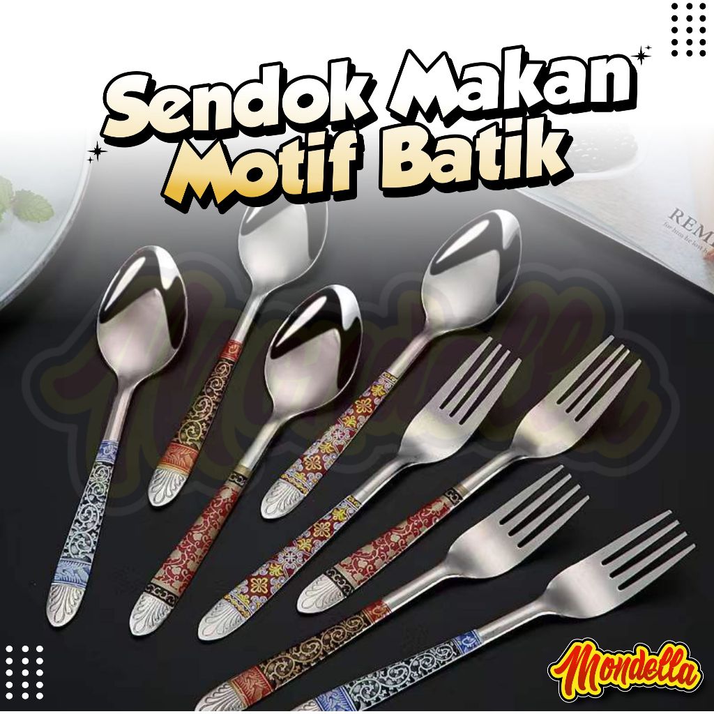 Jual Sendok Garpu Makan Motif Batik Stainless Steel 1 Pcs Alat Makan ...
