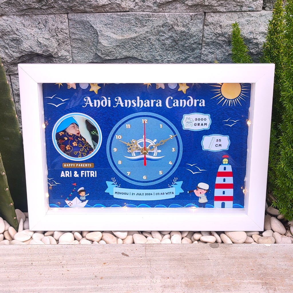Jual Biodata Bayi Aesthetic Kelahiran Bayi Jam Biodata Frame 3D Hadiah ...