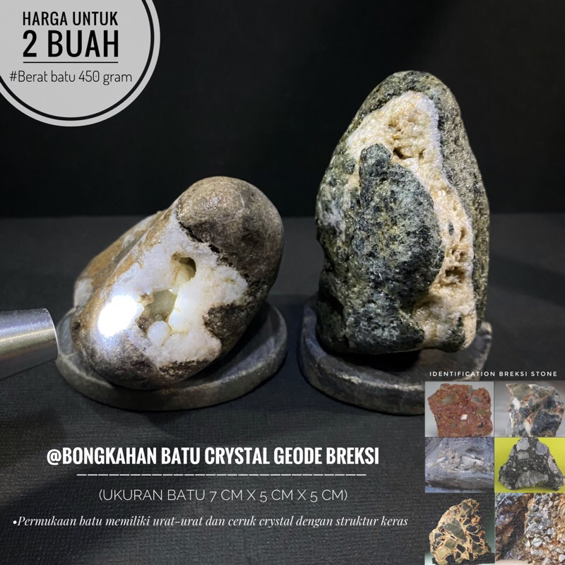 Jual Bongkahan Batu Crystal Geode Breksi L29 atau Batu Kristal Breksi ...