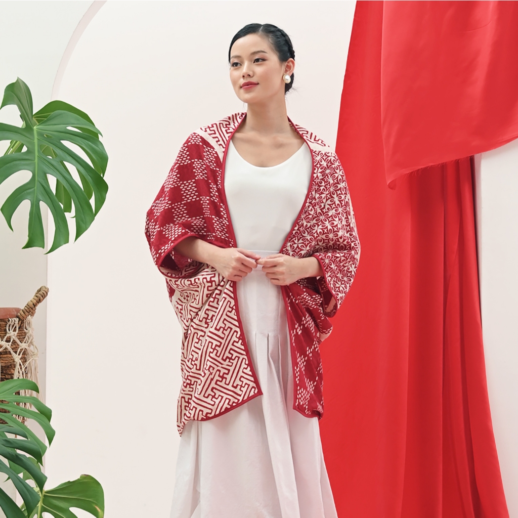 Jual NONA RARA - Outer Dobi Merah Putih T3085, Baju kerja blouse batik ...