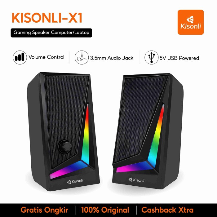 Jual SPECIAL PROMO Kisonli Speaker 2 Gaming Komputer Laptop RGB Light ...