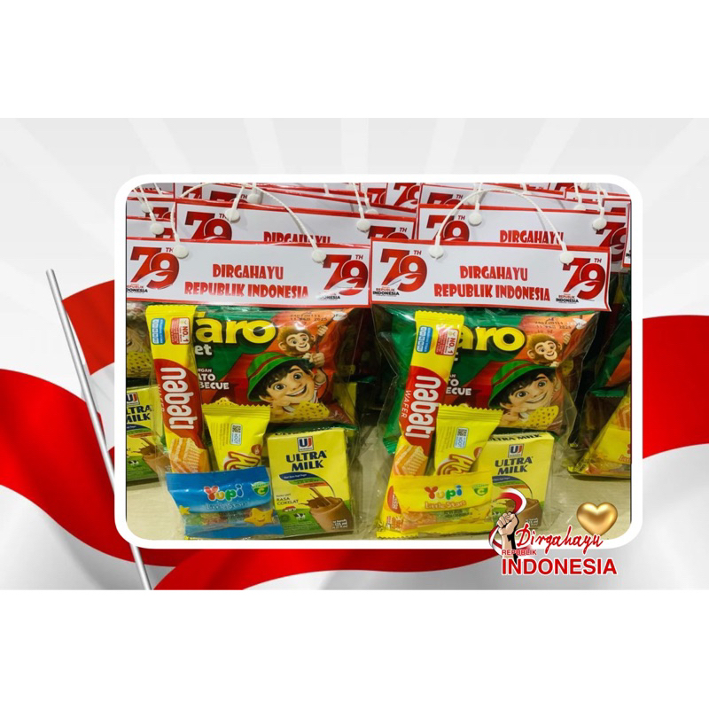 Jual Bingkisan Tas Label ulang tahun/paket ultah snack hut Ri 17/paket ...