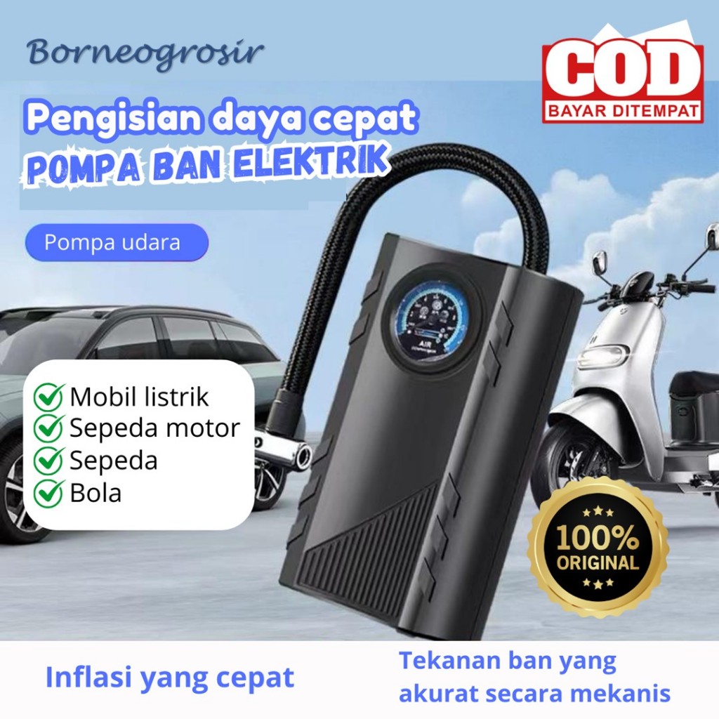 Jual POMPA BAN ELECTRIC PORTABLE MOTOR DAN MOBIL KOMPRESOR DIGITAL LCD ...