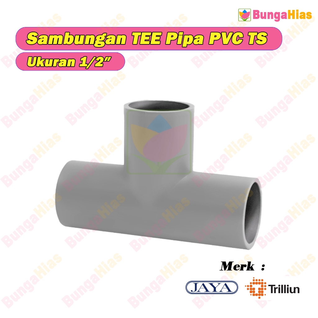 Jual TEE 1/2 TS Sambungan Pipa PVC Merk Trilliun Jaya Langgeng Inch Sok Sock Fitting Basic ...