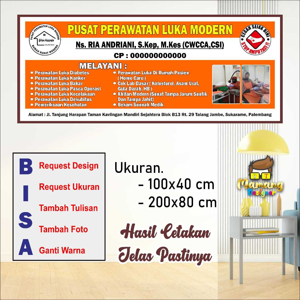 Jual Cetak Banner Spanduk MMT Pusat Perawatan Luka Modern atau Dokter ...
