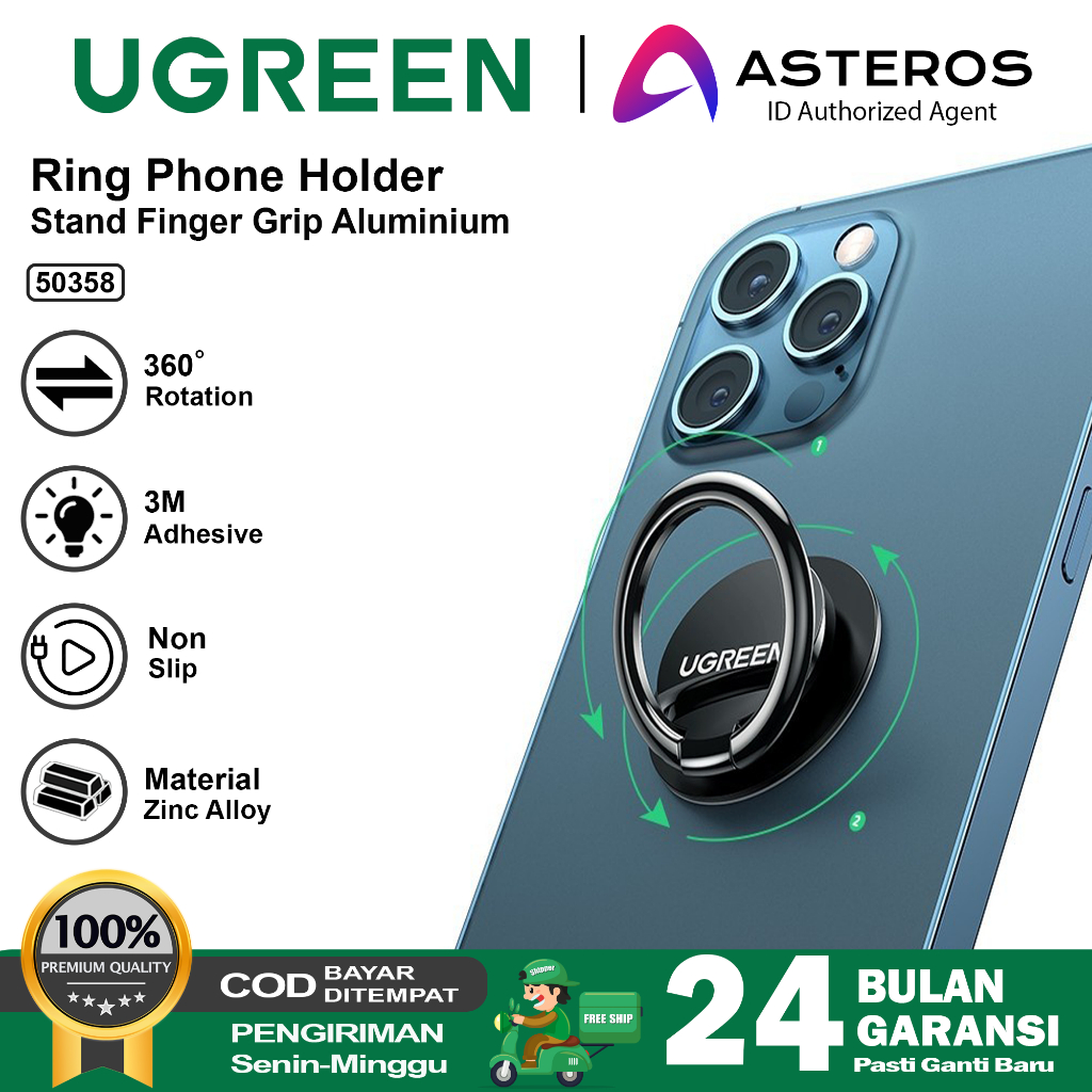 Jual UGREEN Ring Hp Ring Phone Holder Stand Finger Grip 360 Derajat ...