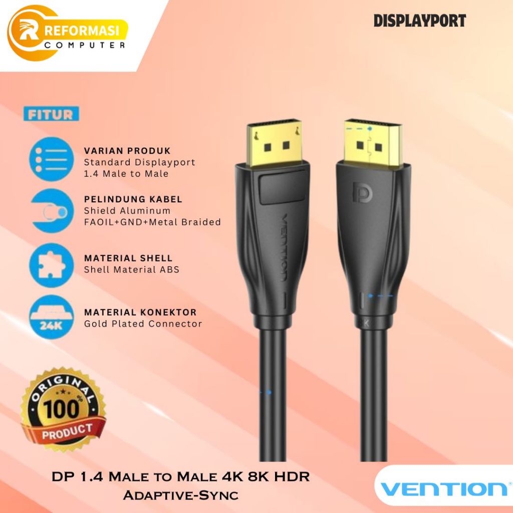 Jual Venion Kabel DisplayPort DP 1.4 Male to Male 4K 8K HDR Adaptive ...