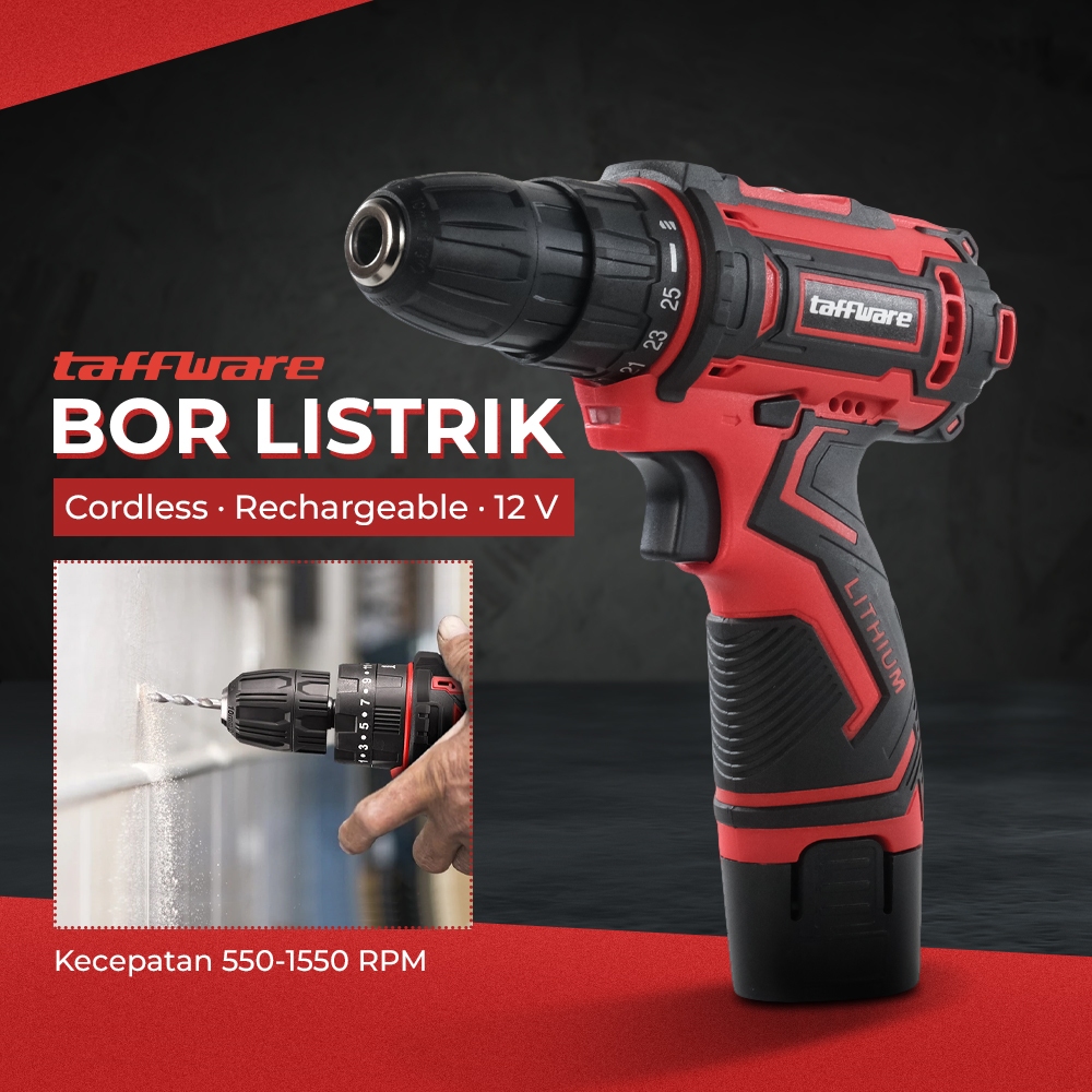 Jual Bor Listrik Cordless Lithium Battery Electric Screwdriver 12V ...