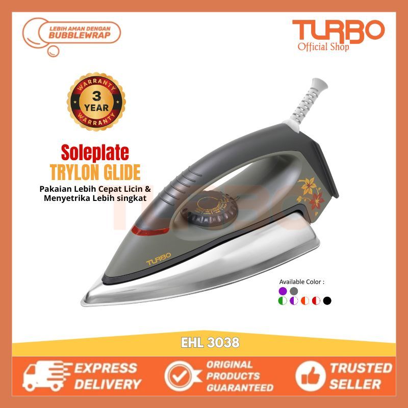 Jual Turbo Dry Iron / Setrika Kering EHL3038 Super Licin Anti Lengket ...