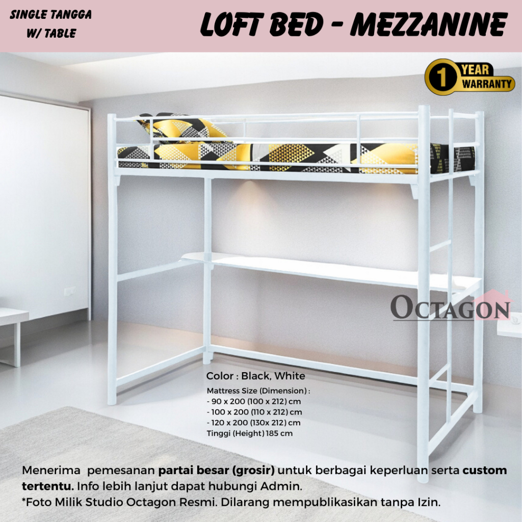 Jual Loft Bed Besi Minimalis Ranjang Susun Mezzanine Floating 90x200 ...