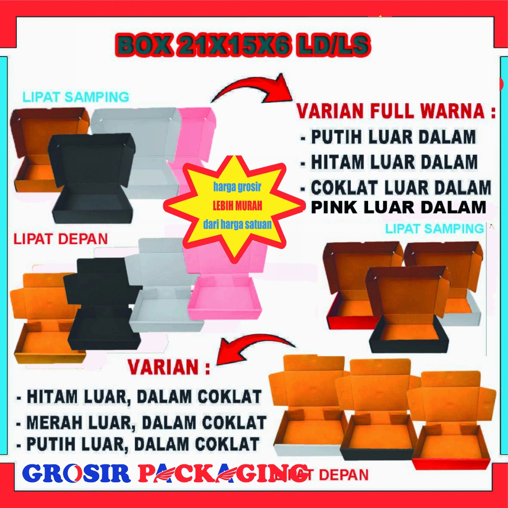 Jual (PAKE 100 PCS) Box 21x15x6 Cm LD/ Karton Box/ Karton Die Cut ...