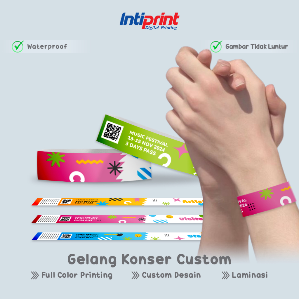 Jual Cetak Gelang Konser Bahan Yufo / Art Paper Print Custom Tiket ...