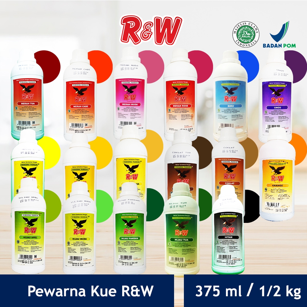 Jual Pewarna Makanan Kue Rajawali R&W 375 ml 500 g 1/2 kg | Shopee ...