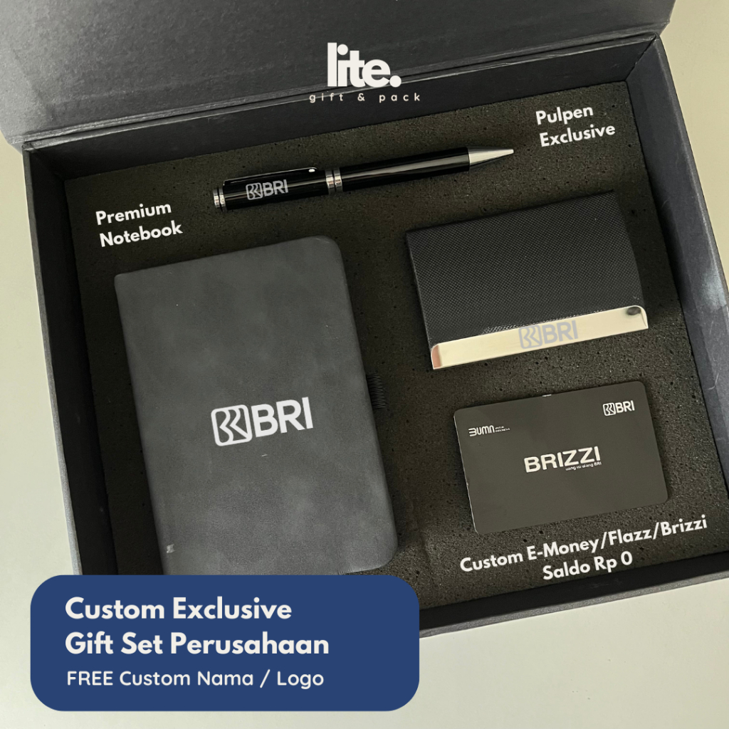 Jual [Ready & Bisa Satuan] Gift Set Custom Logo Nama eMoney / Brizzi ...