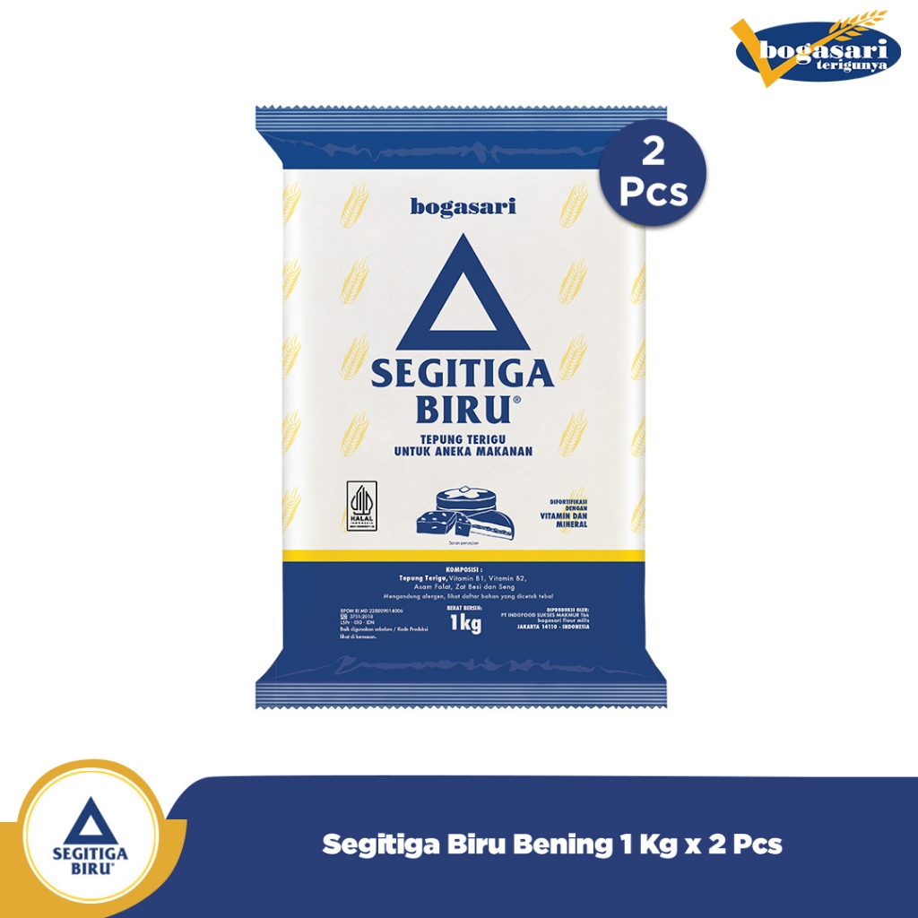 Jual Bogasari Segitiga Biru Bening 1 Kg x 2 Pcs | Shopee Indonesia