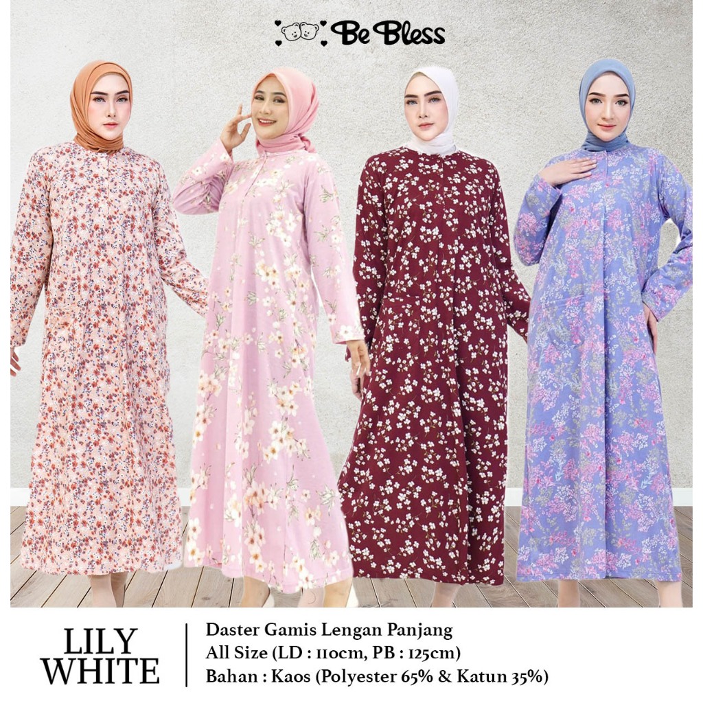 Jual Daster Gamis Lengan Panjang LILY WHITE Anne Claire Dewasa Muslim ...