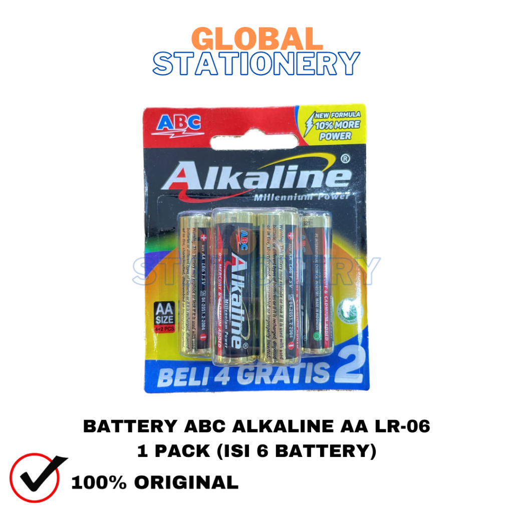 Jual Baterai Batre Battery ABC Alkaline AA A2 Original (6pcs) Isi 6 pcs ...