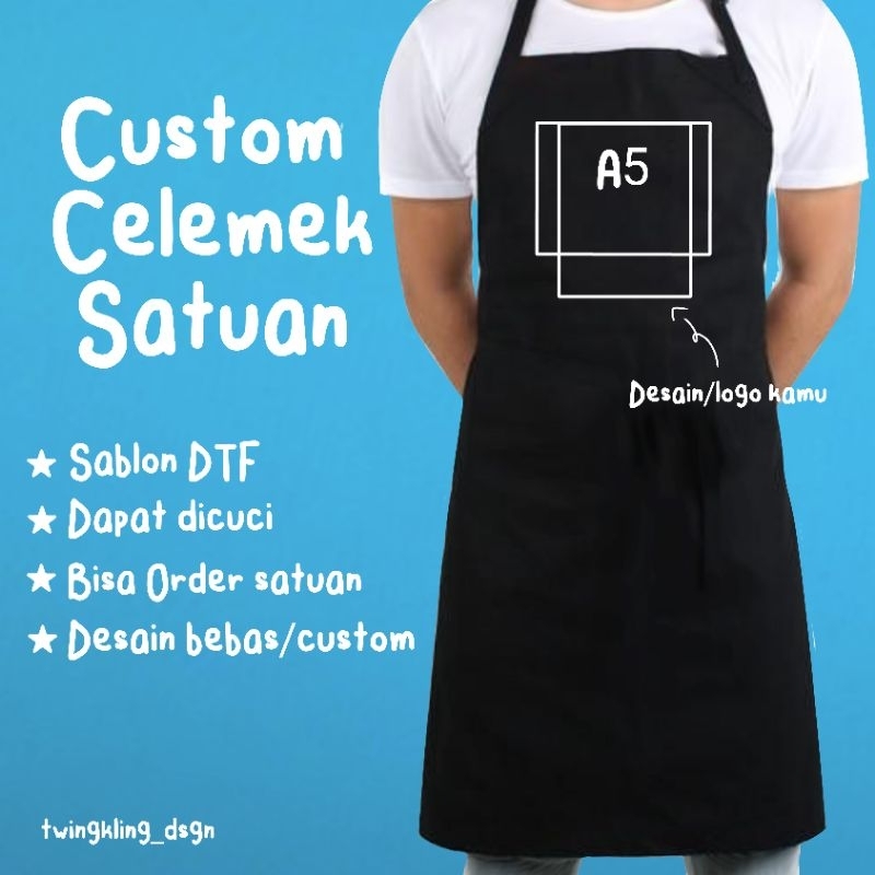 Jual [FREE CUSTOM] Custom Celemek masak untuk pria & wanita dan anak ...