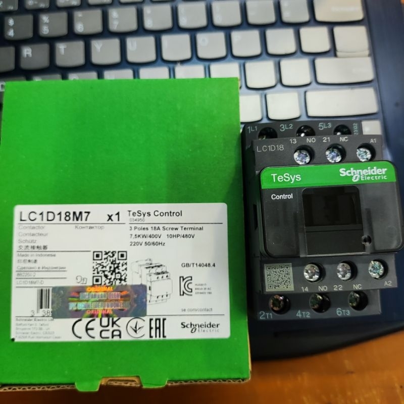 Jual LC1D18M7 KONTAKTRO CONTACTOR 3PHASE 18A 7,5KW 220VAC SCHNEIDER ...