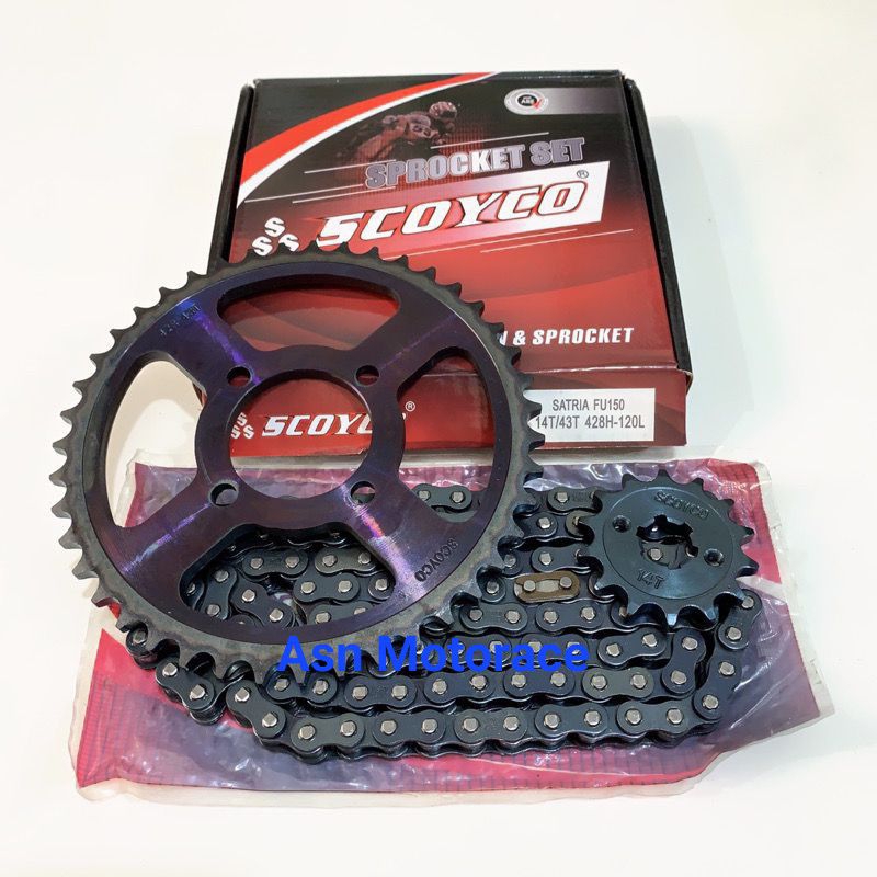 Jual Gearset Gir Gear set Plus Rantai Satria fu Karbu CBU/CKD/Barong 14/43T 428H-120L | Shopee ...