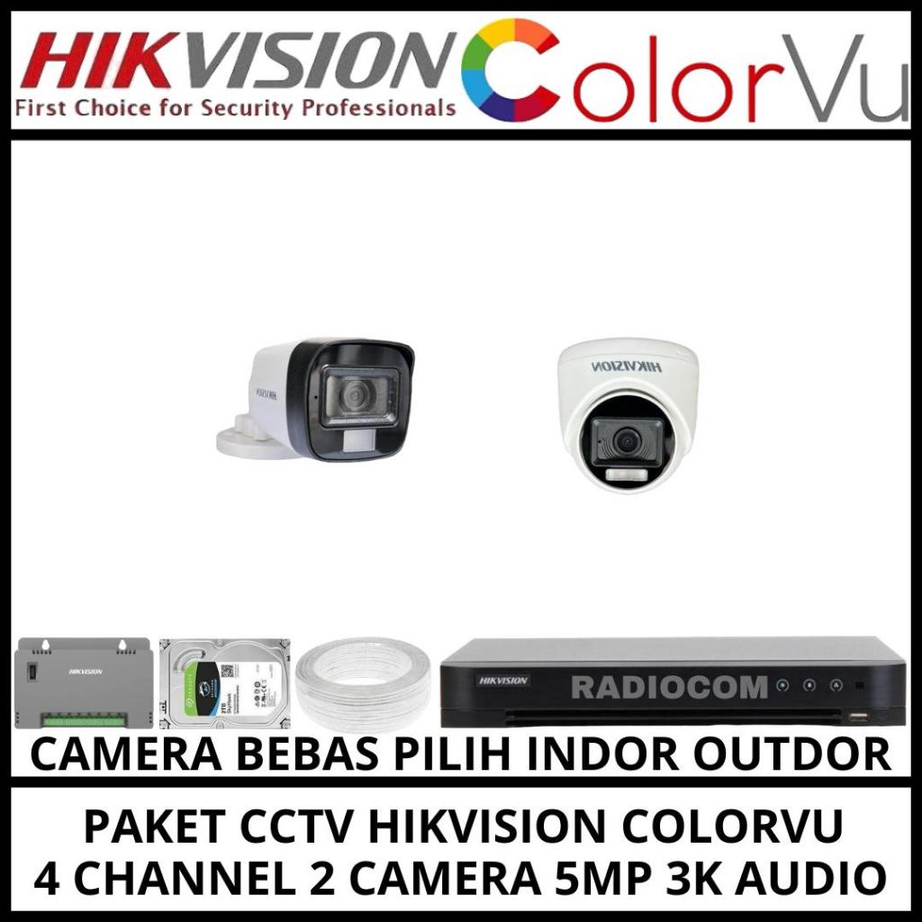 Jual paket cctv hikvision 5mp colorvu colorful 4 channel 2 camera ...