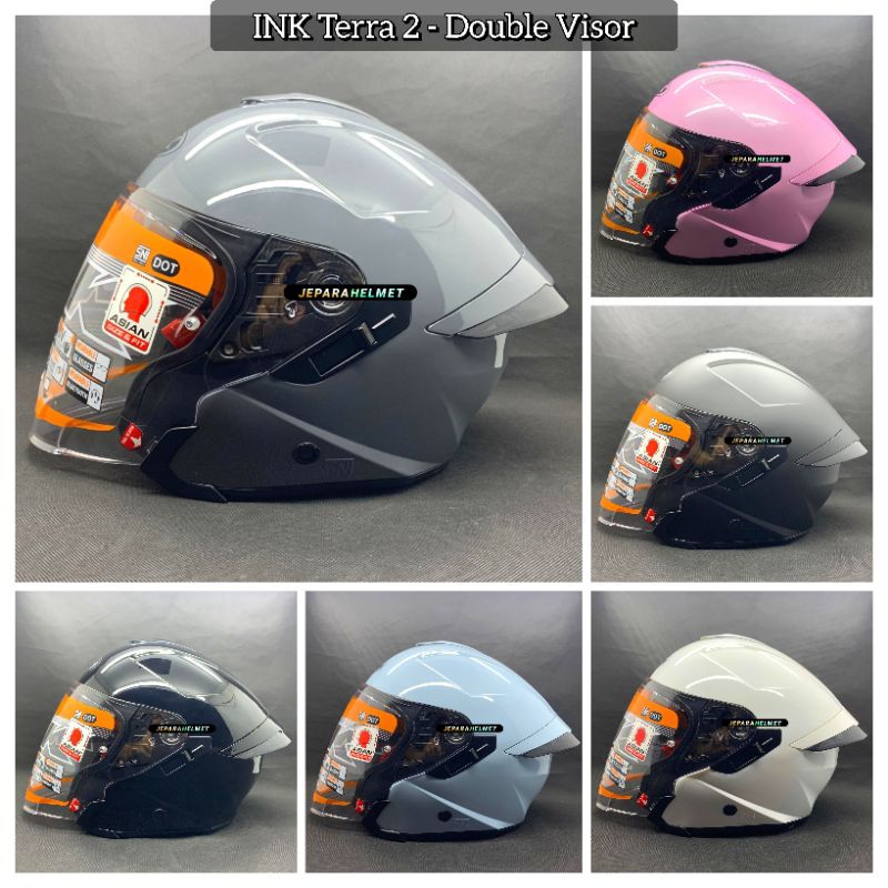 Jual Helm INK TERRA 2 Solid Double Visor Original Terbaru 2024 | INK ...