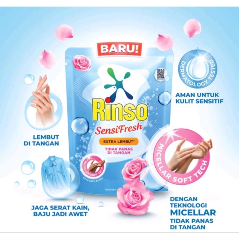 Jual Rinso micelar soft/japanese peach liquid detergen refill 700ml ...